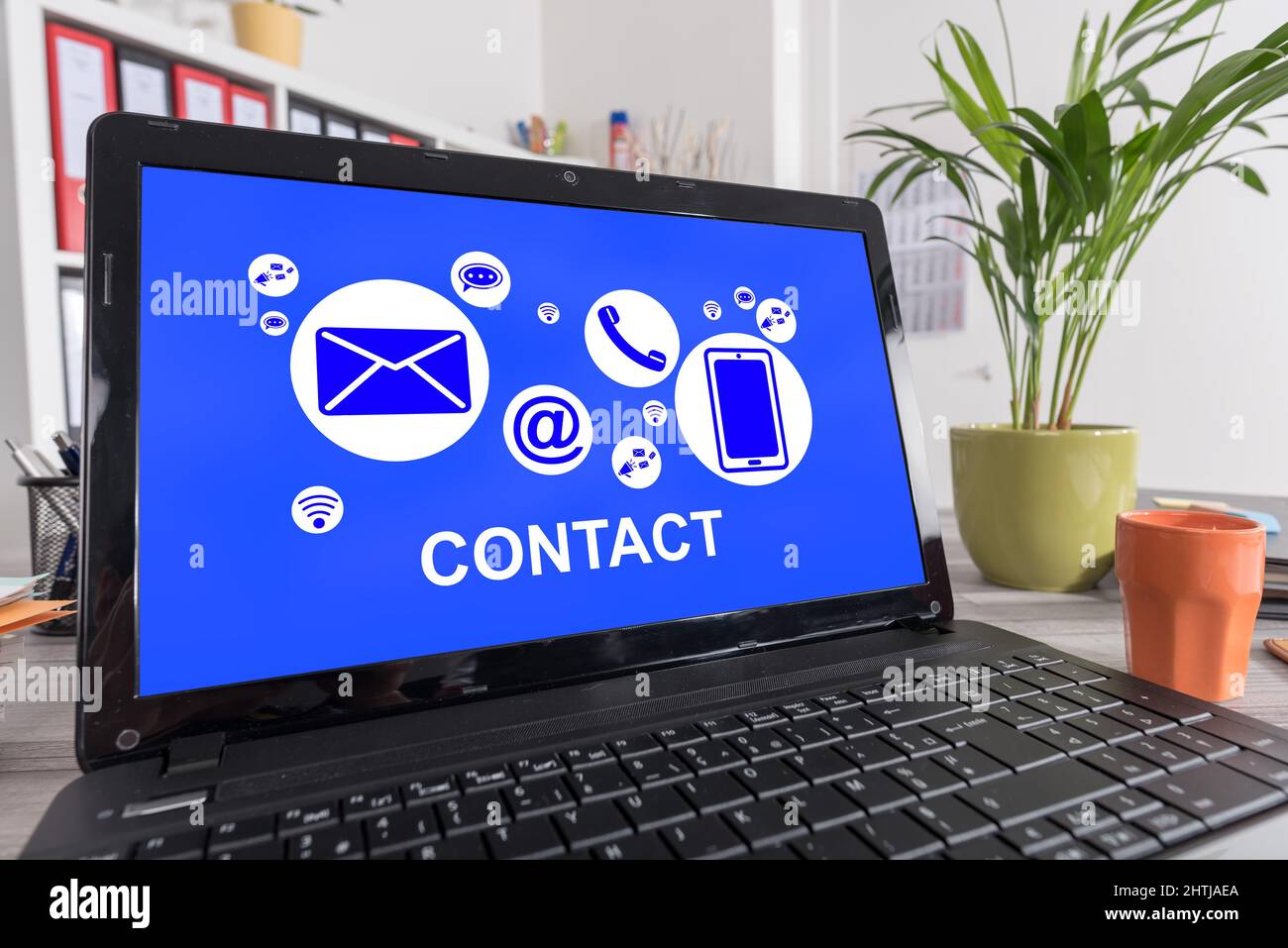 Laptop screen with contact concept Stock Photo - Alamy