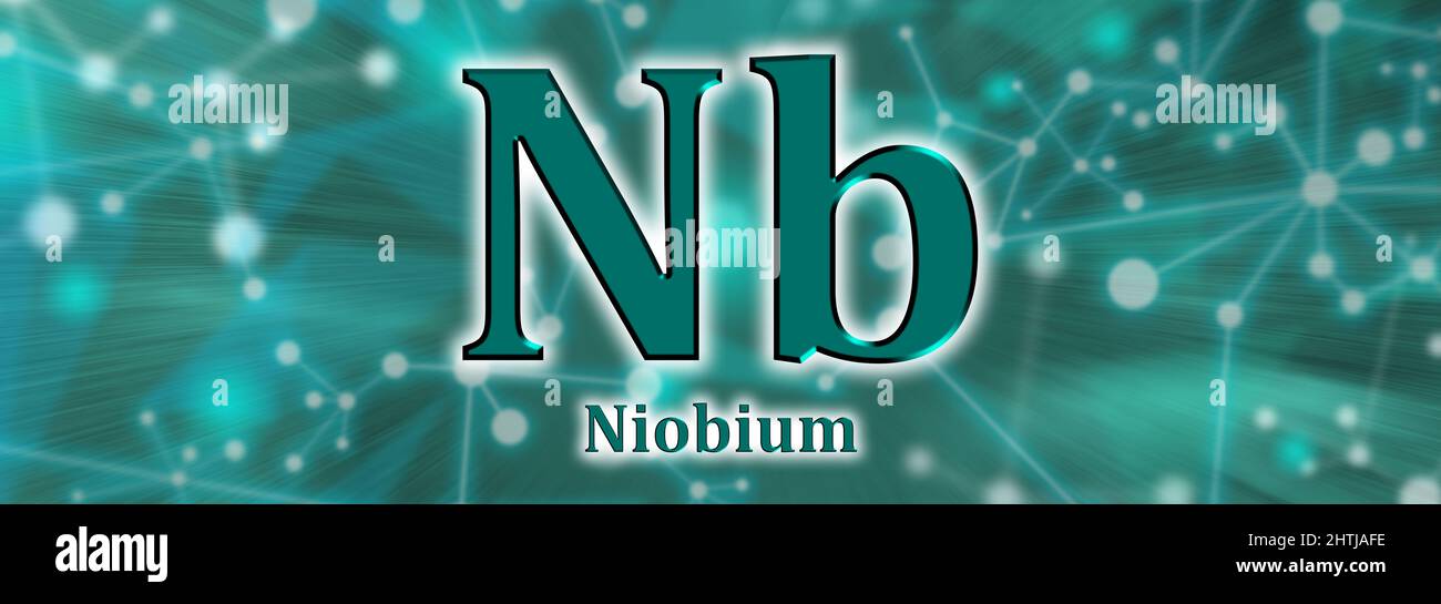 Nb symbol. Niobium chemical element on green network background Stock ...