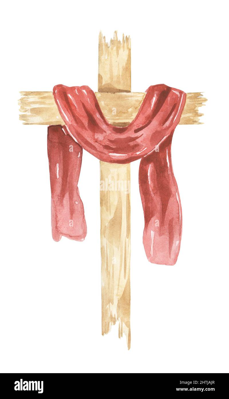 Jesus Cross With Red Cloth
