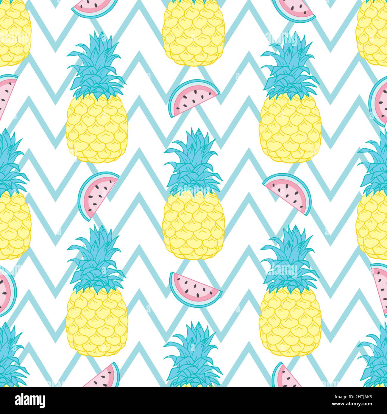 Fresh yellow pineapple vector repeat seamless pattern. Great for fabric, packaging, wallpapers ...
