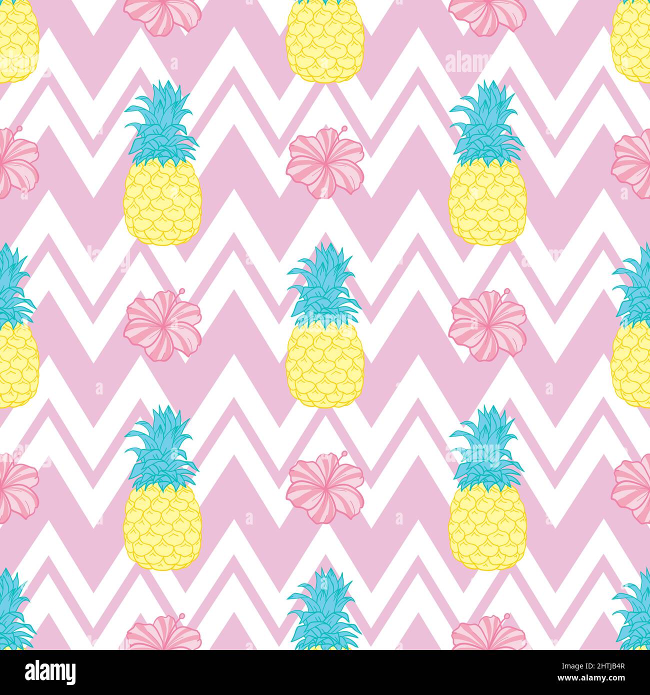 Fresh yellow pineapple vector repeat seamless pattern. Great for fabric, packaging, wallpapers ...