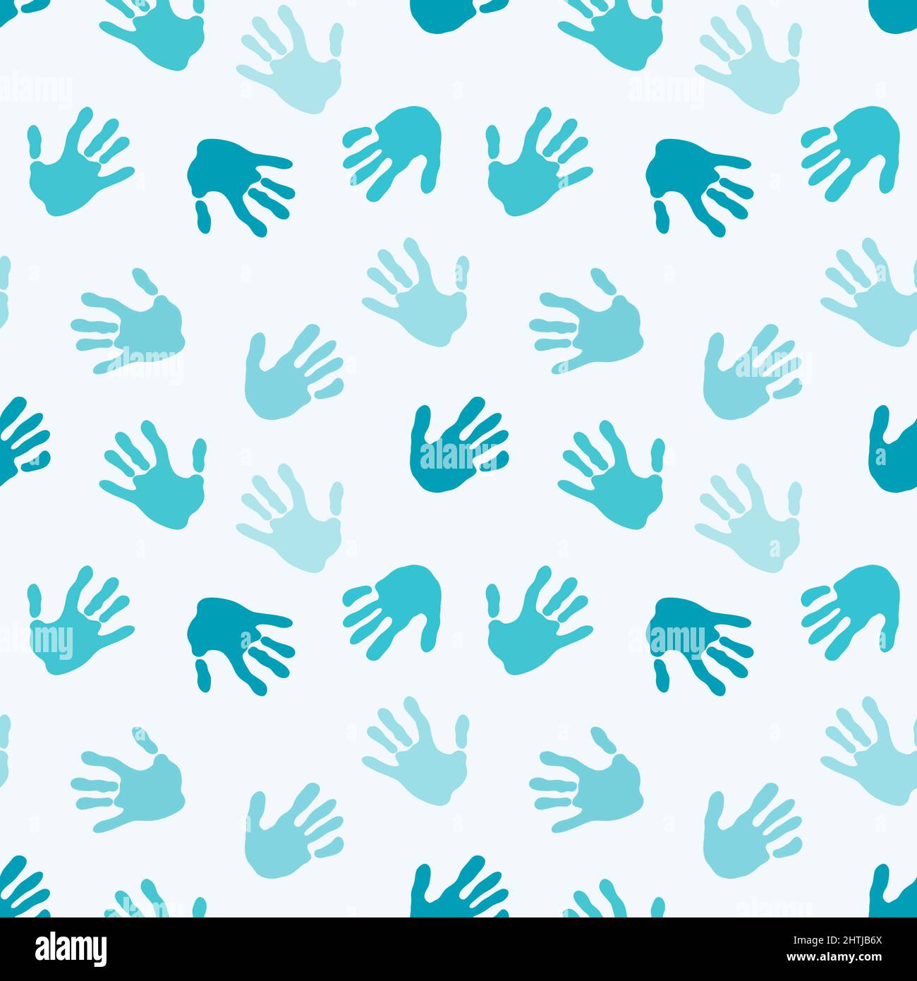 Seamless coloured handprint pattern for fabrics and packaging and gifts ...