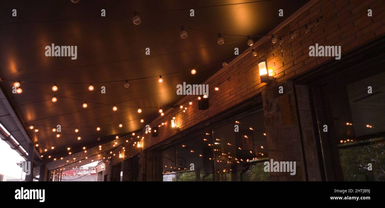 broken effect on a terrace full of lights Stock Photo - Alamy