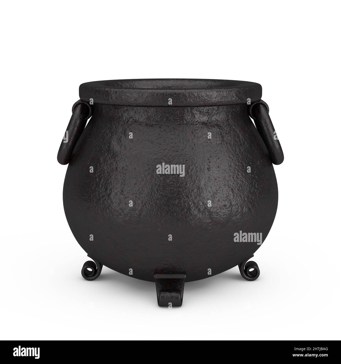 Vintage Empty Black Cauldron Pot on a white background. 3d Rendering ...