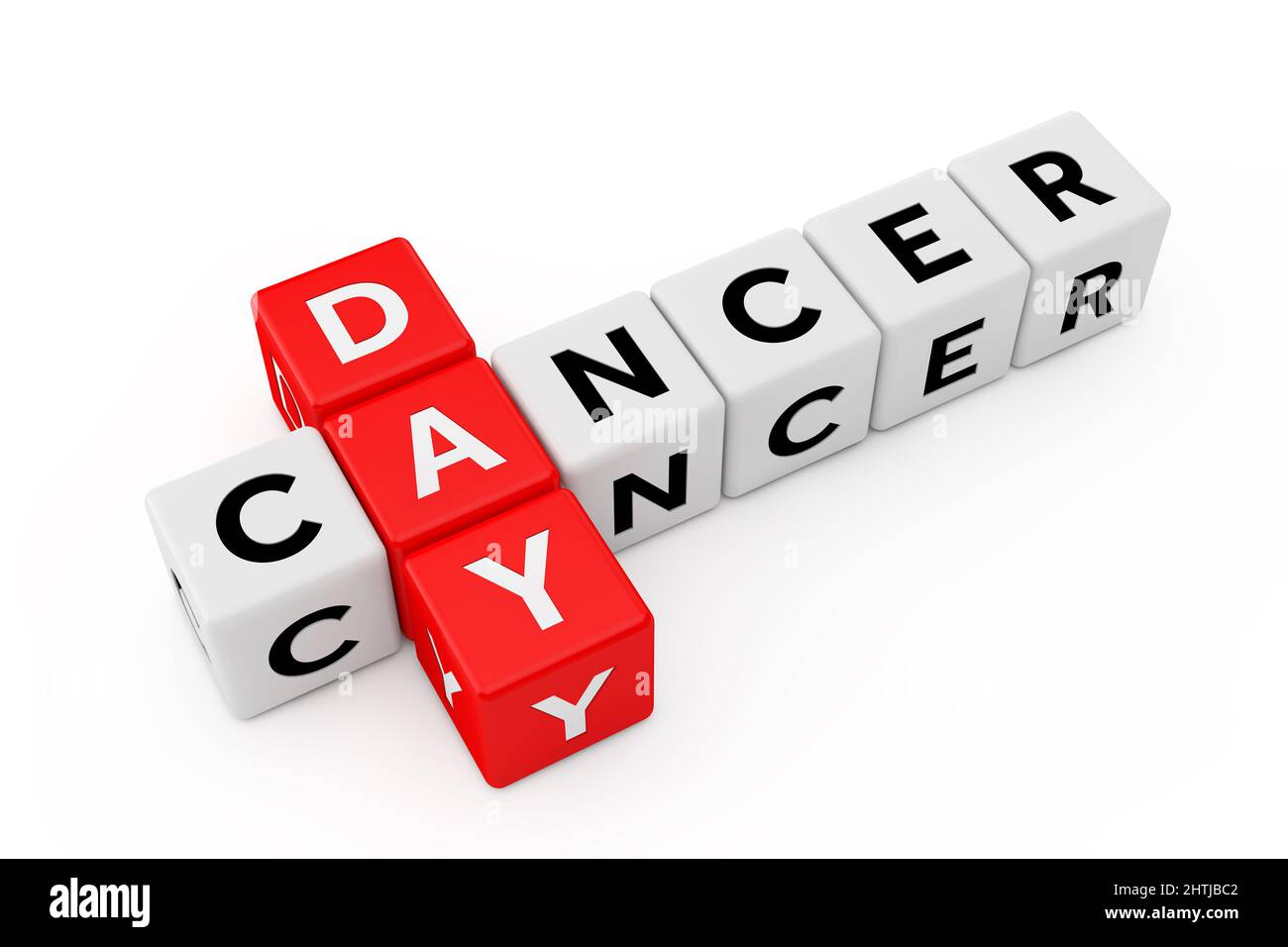 Cancer Day Sign as Crossword Cube Blocks on a white background. 3d ...