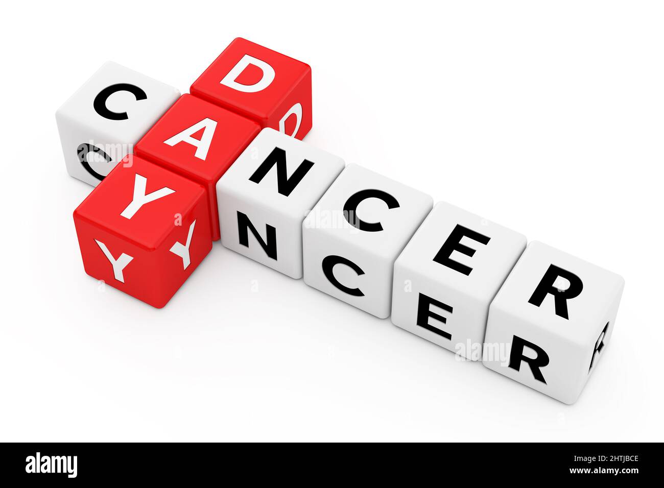 Cancer Day Sign as Crossword Cube Blocks on a white background. 3d ...