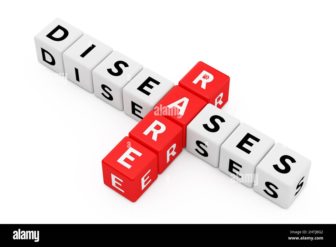 Diseases Rare Day Sign as Crossword Cube Blocks on a white background ...