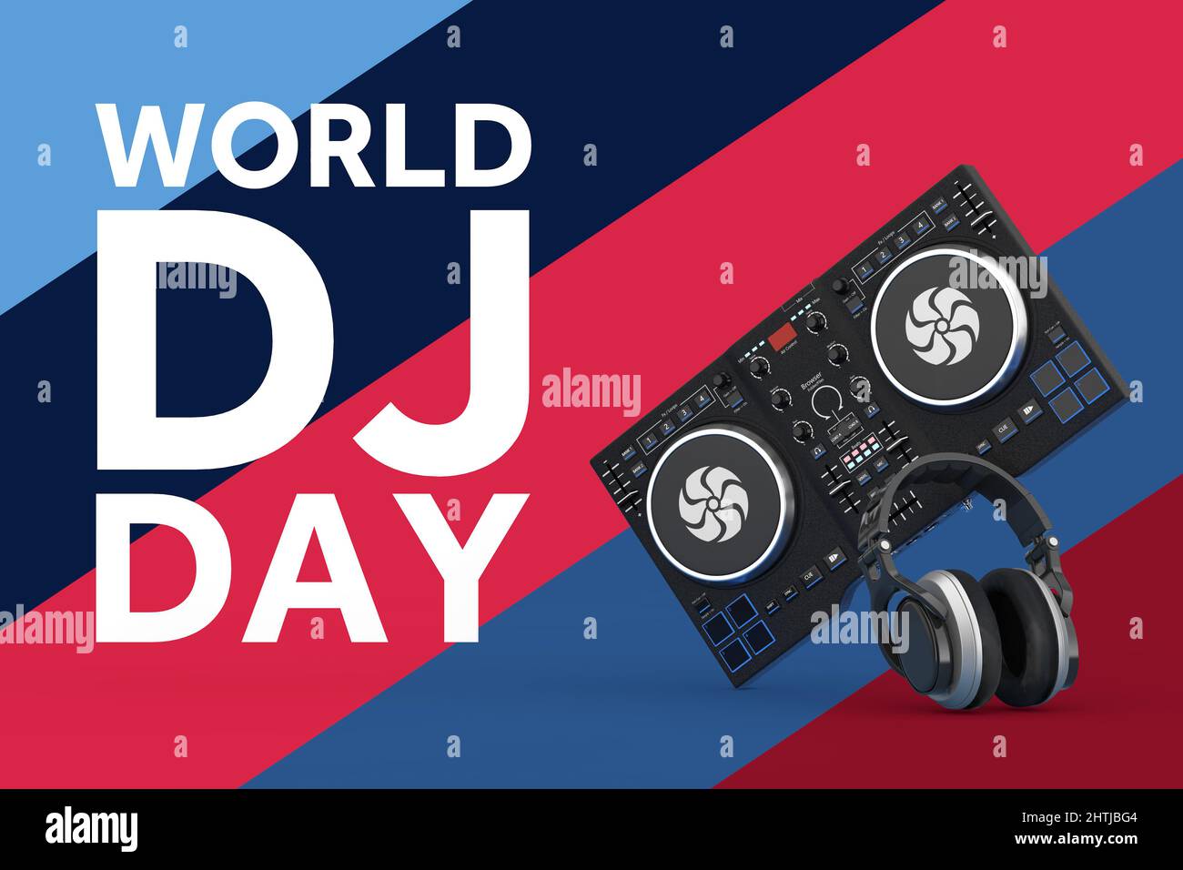 World DJ Day Concept. DJ Mixing Turntable with Headphones and DJ Day ...