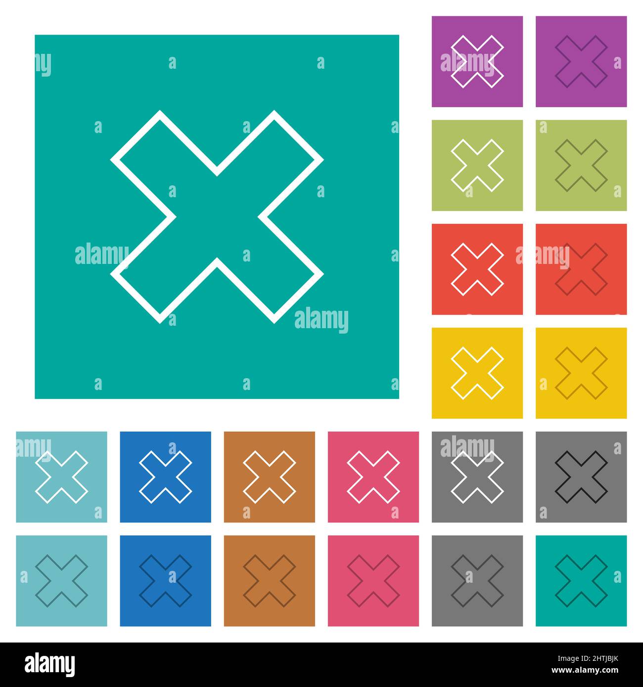 Cancel outline multi colored flat icons on plain square backgrounds ...
