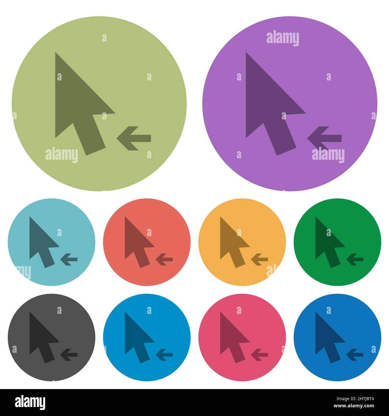 Arrow cursor left solid darker flat icons on color round background ...