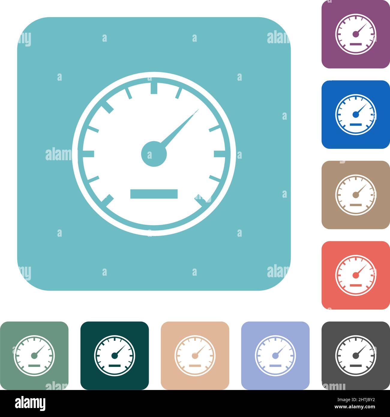 Speedometer solid white flat icons on color rounded square backgrounds ...