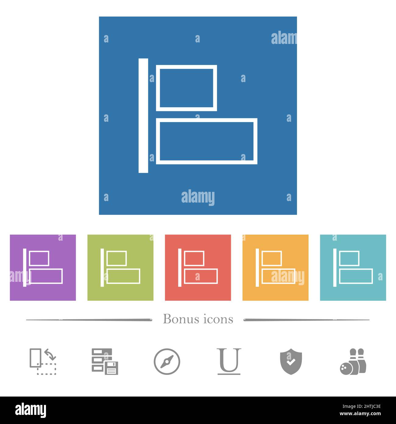 Align to left outline flat white icons in square backgrounds. 6 bonus ...