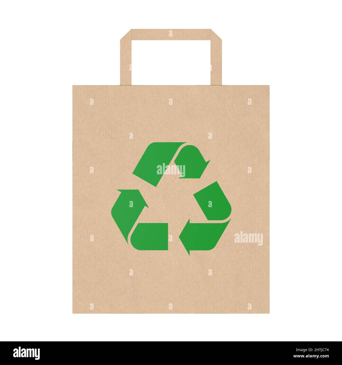 Shopping Paper Bag with Green Recycle Sign on a white background. 3d ...