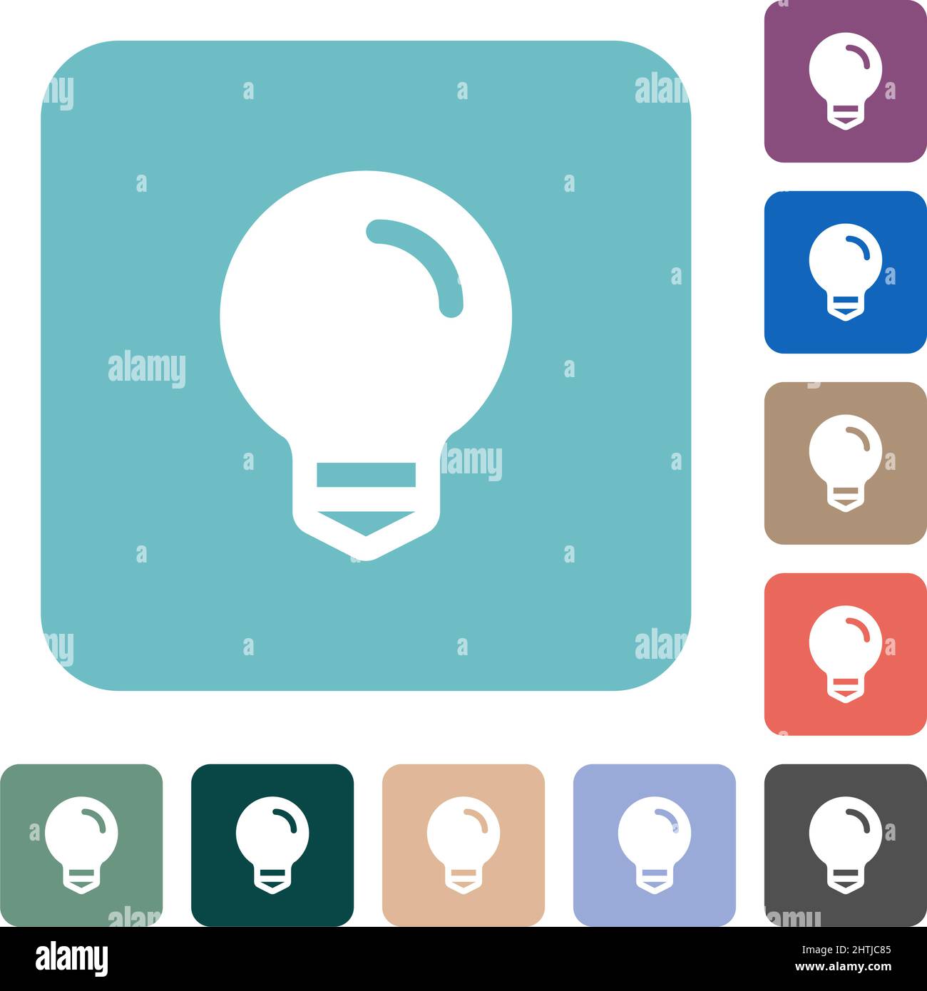Light bulb solid white flat icons on color rounded square backgrounds ...