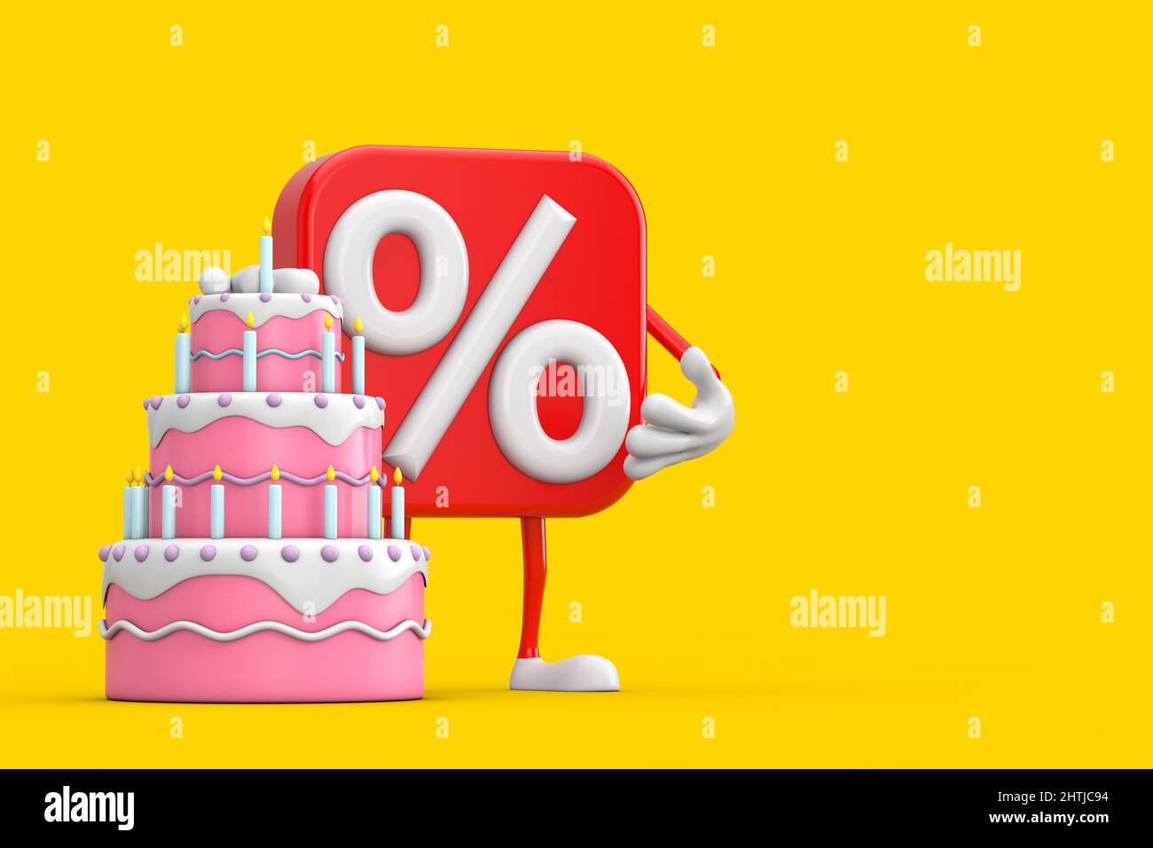 Sale or Discount Percent Sign Person Character Mascot with Birthday ...