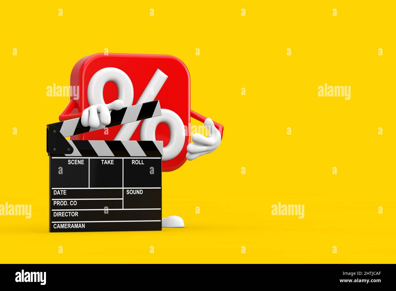 Sale or Discount Percent Sign Person Character Mascot with Movie ...