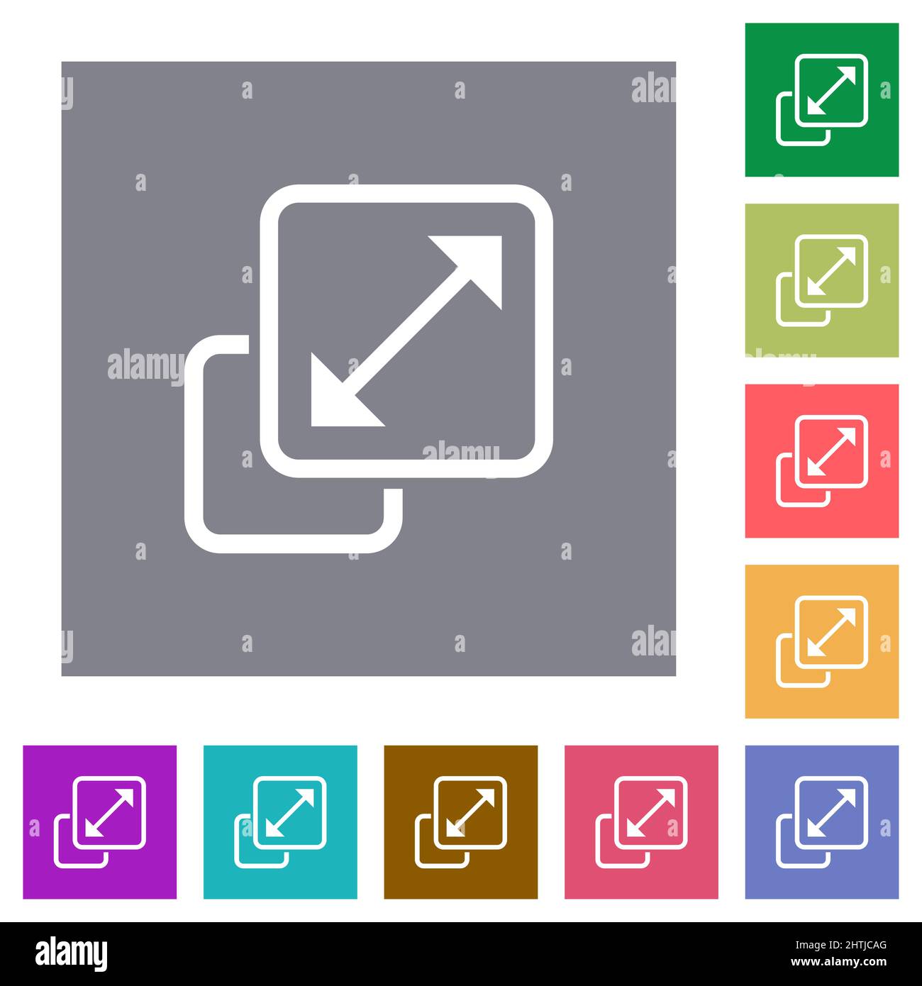 Resize element outline flat icons on simple color square backgrounds ...