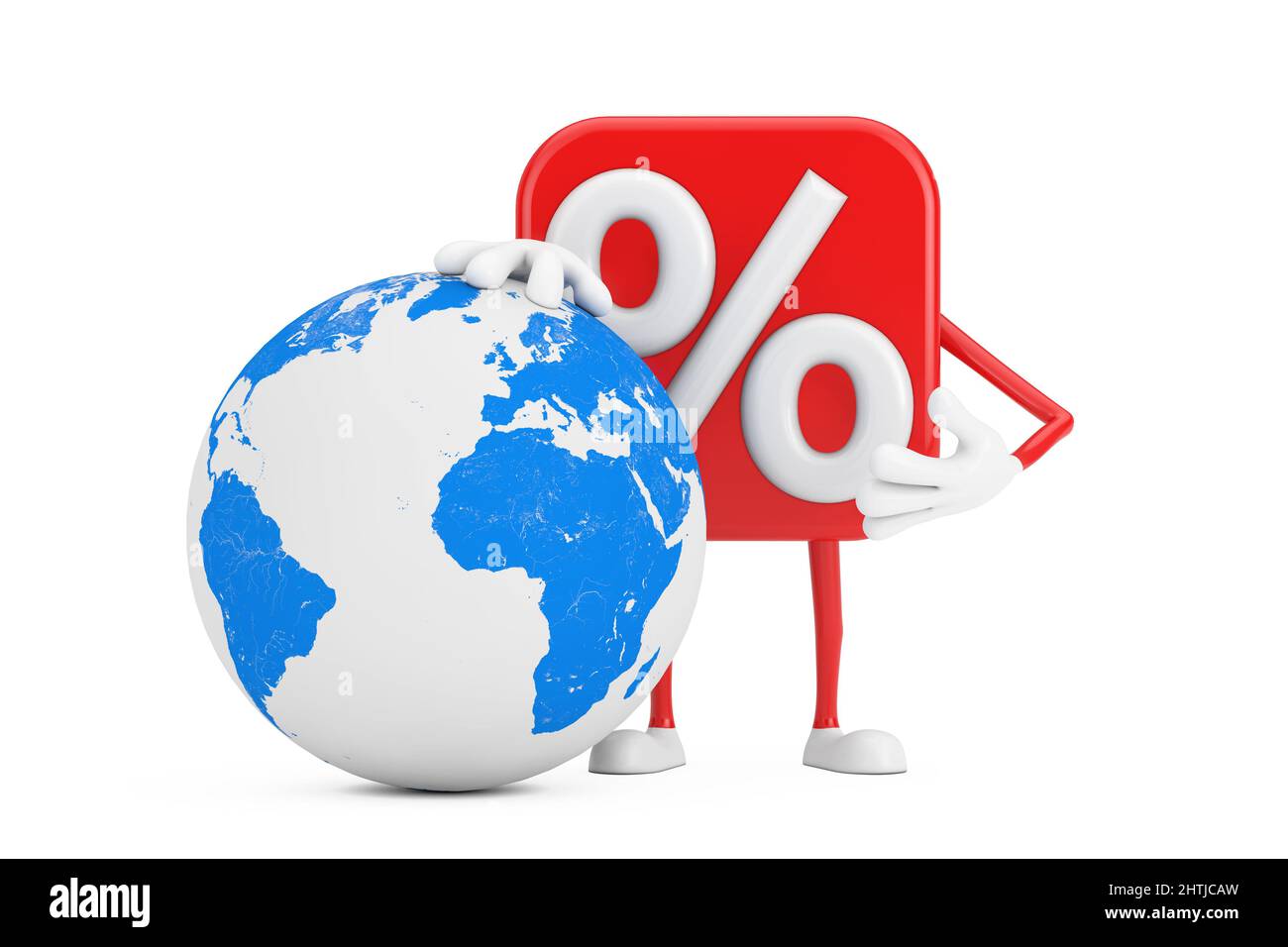 Sale or Discount Percent Sign Person Character Mascot with Earth Globe ...
