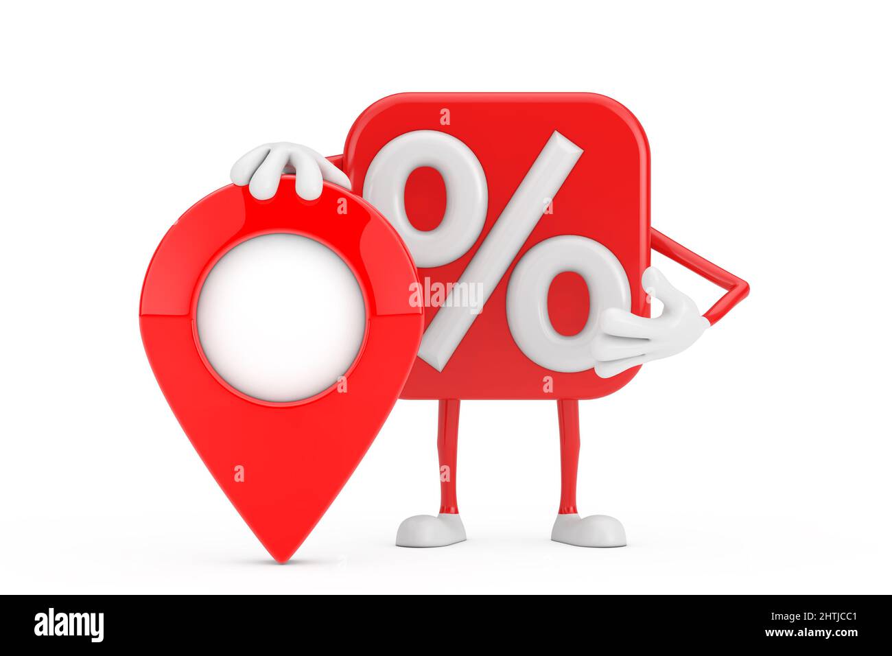 Sale or Discount Percent Sign Person Character Mascot with Red Map ...