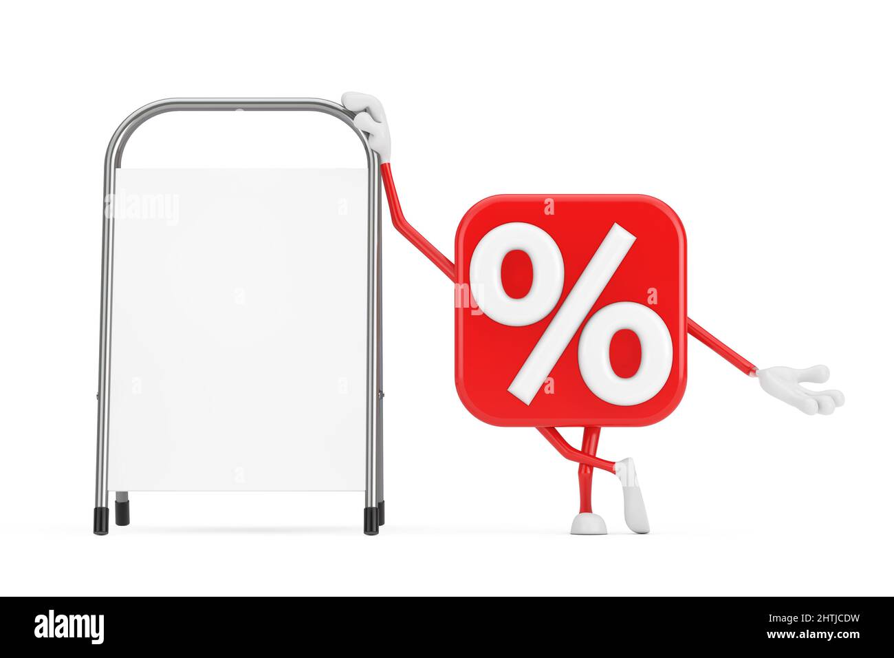 Sale or Discount Percent Sign Person Character Mascot with White Blank ...