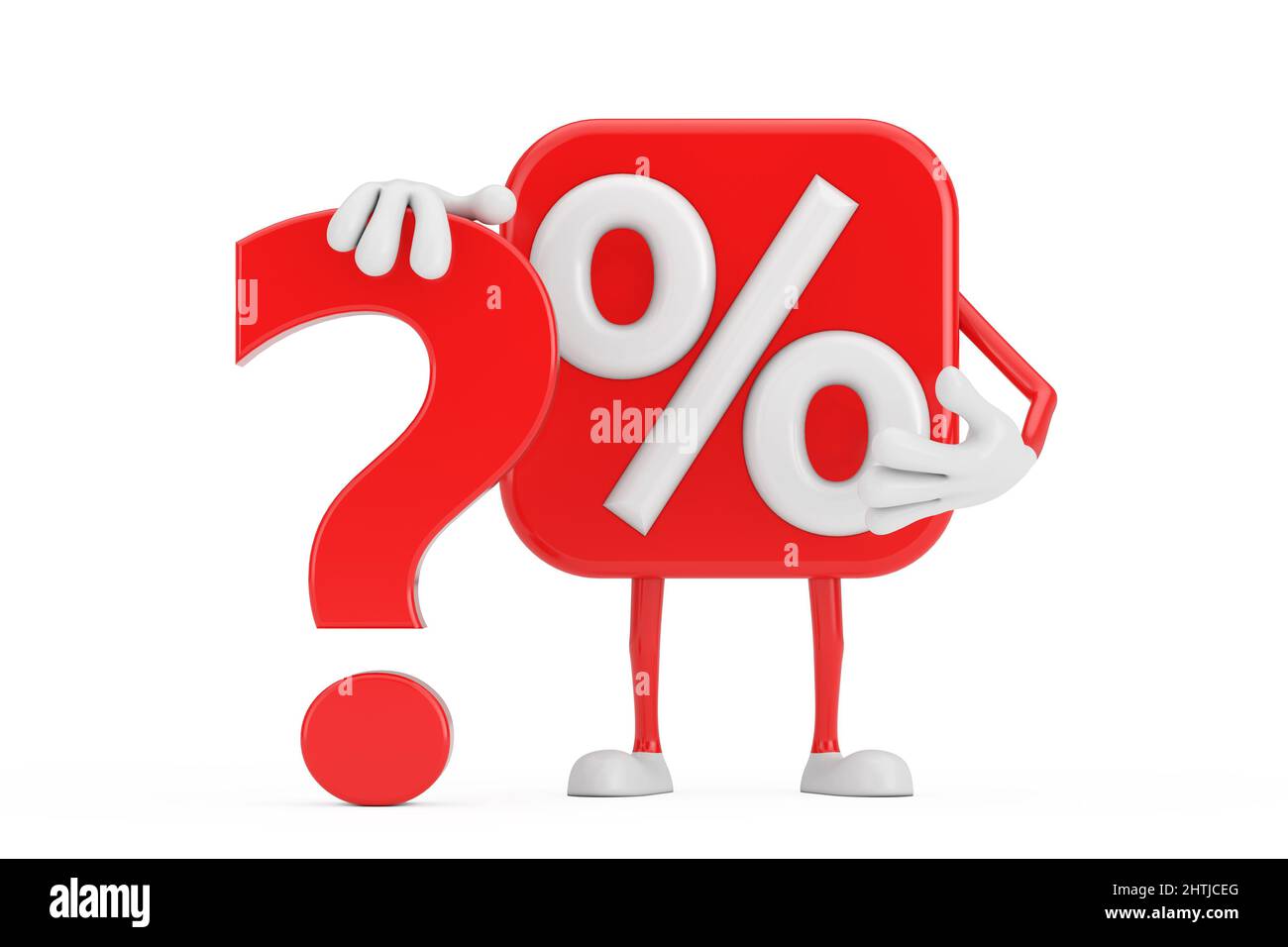 Sale or Discount Percent Sign Person Character Mascot with Red Question ...