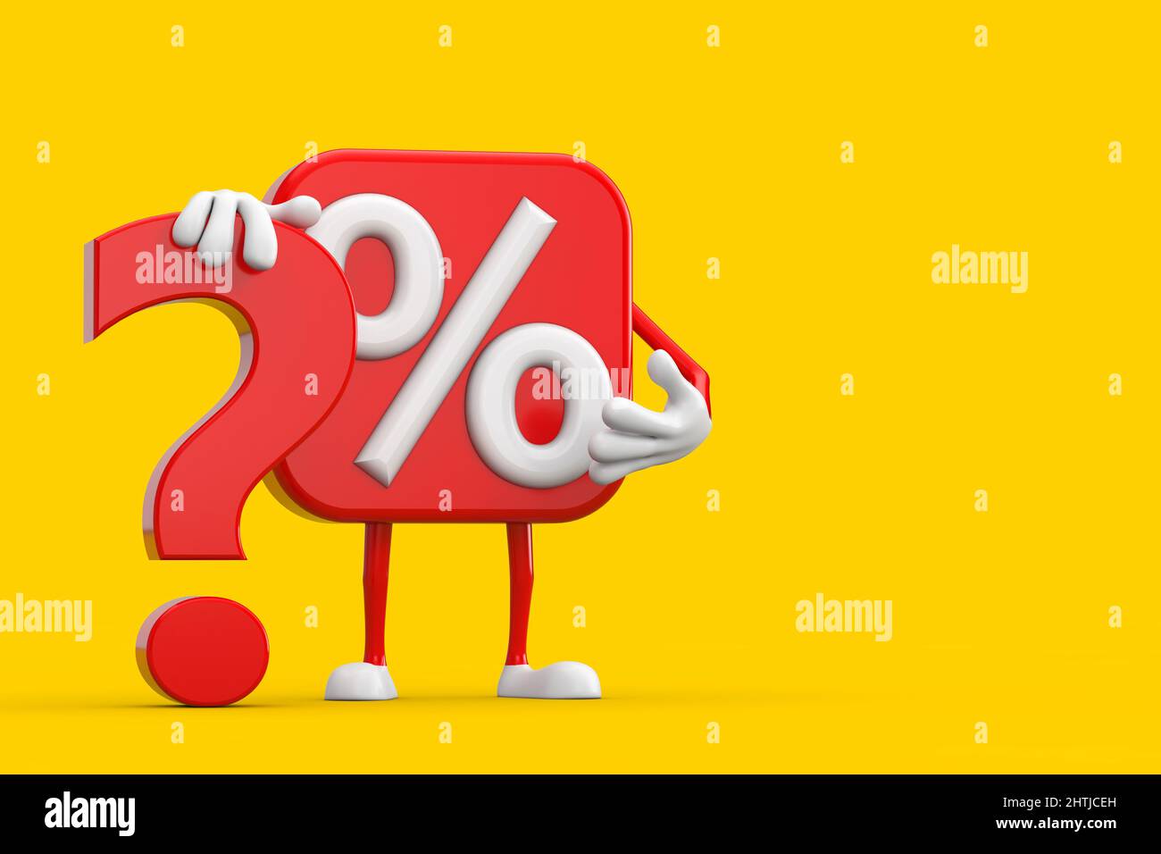 Sale or Discount Percent Sign Person Character Mascot with Red Question ...
