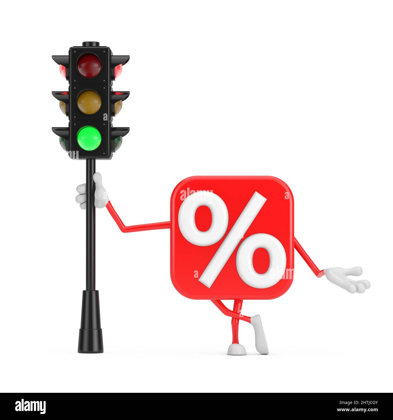 Sale or Discount Percent Sign Person Character Mascot with Traffic ...