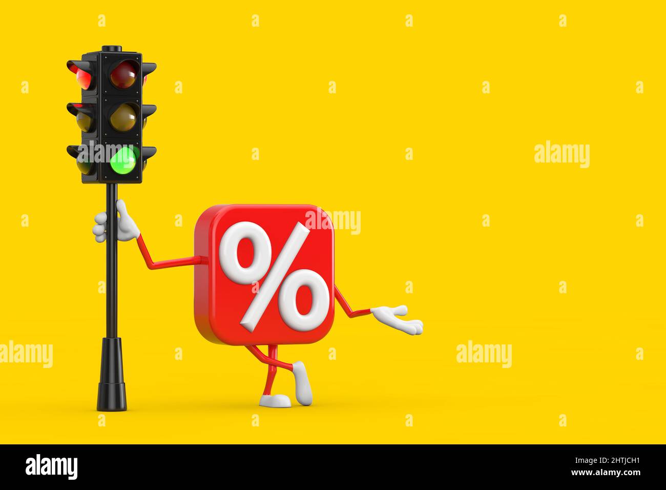 Sale or Discount Percent Sign Person Character Mascot with Traffic ...