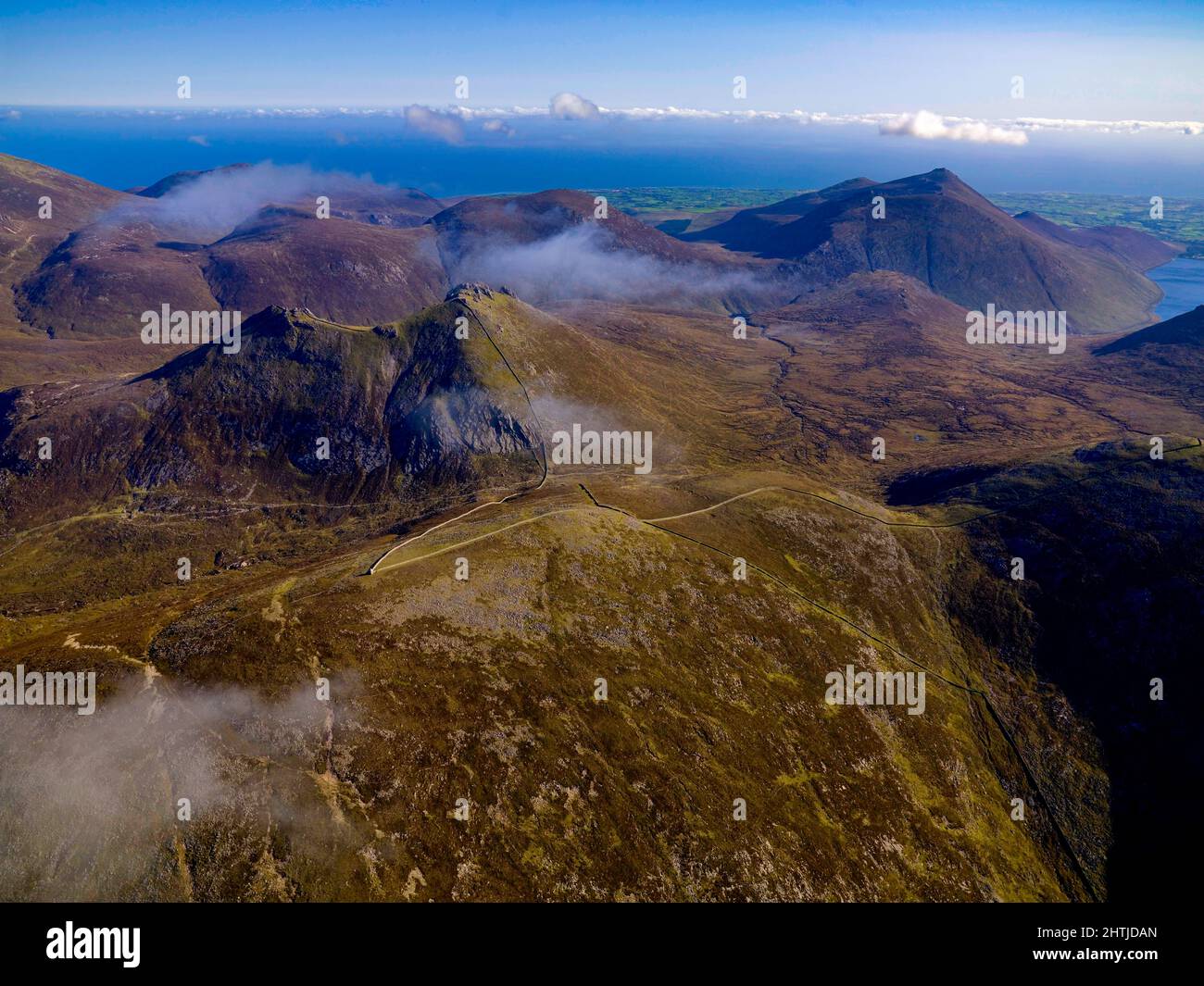 Aerial of the Mourne Mountains, County Down, Northern Ireland Stock ...