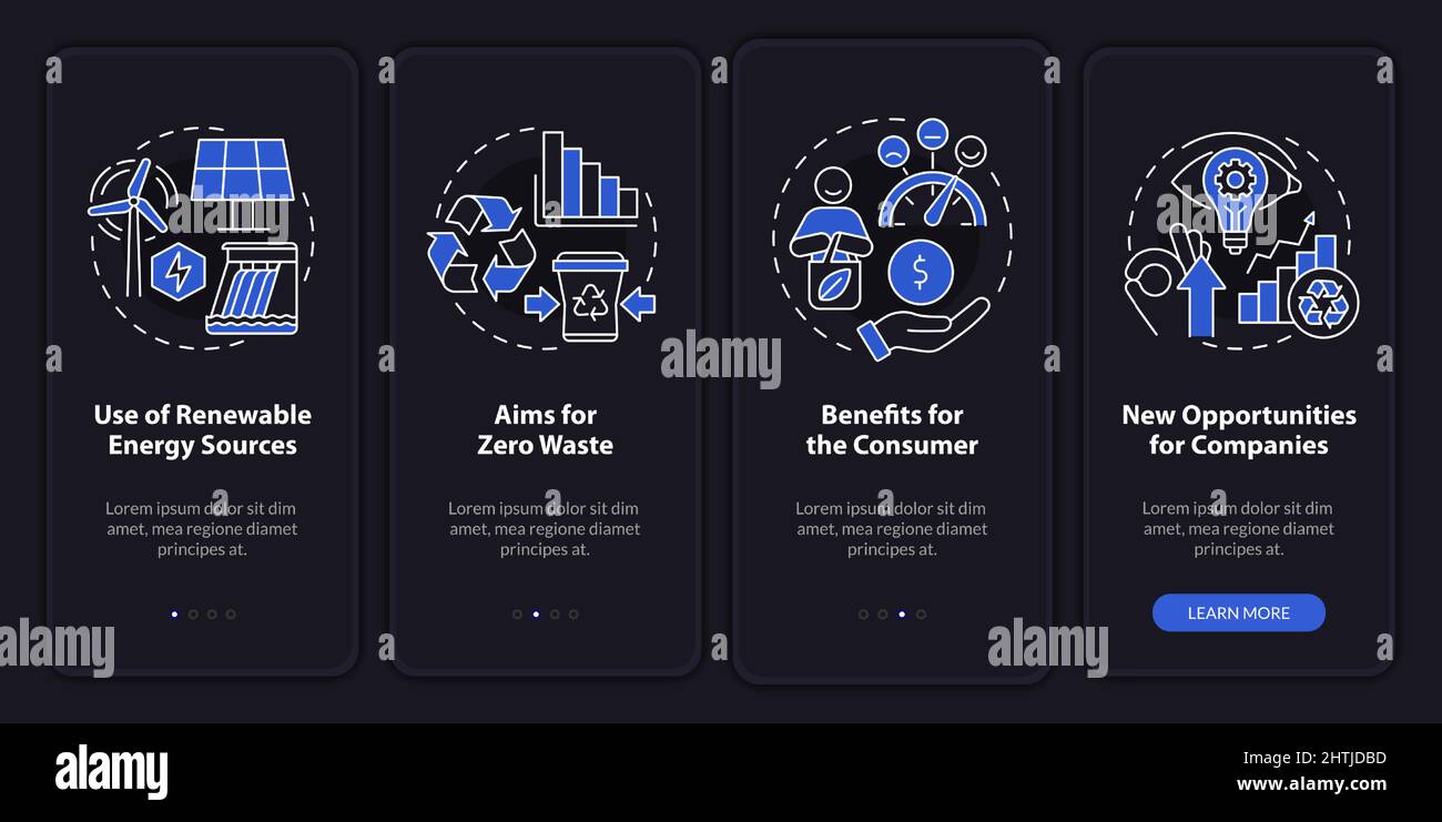 Circular Economy Advantages Night Mode Onboarding Mobile App Screen Stock Vector Image And Art Alamy