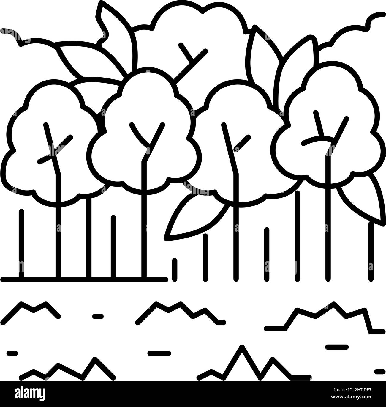 broadleaf forests line icon vector illustration Stock Vector Image ...
