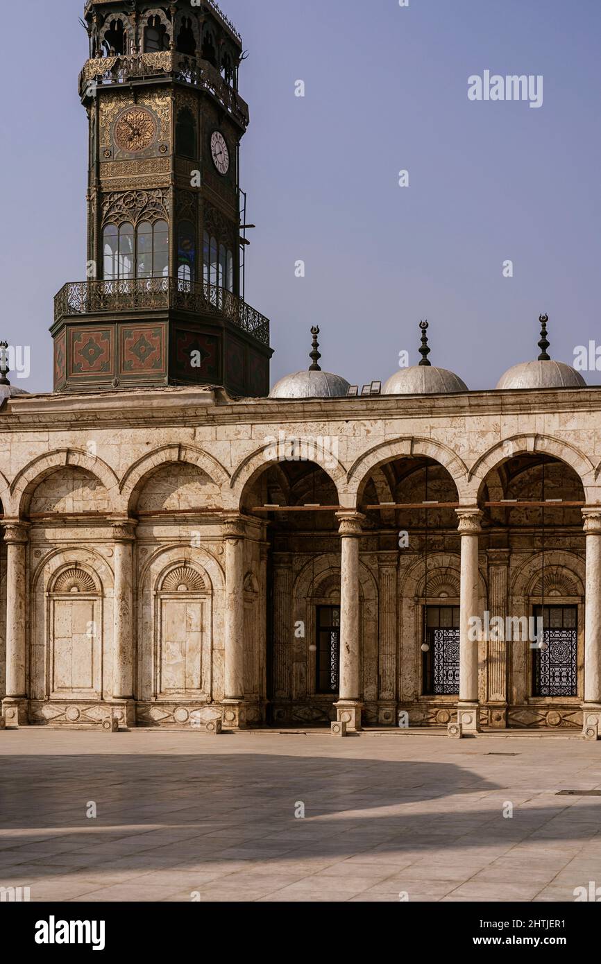 Courtyard of historic famous the great Muhammad Ali alabaster mosque ...