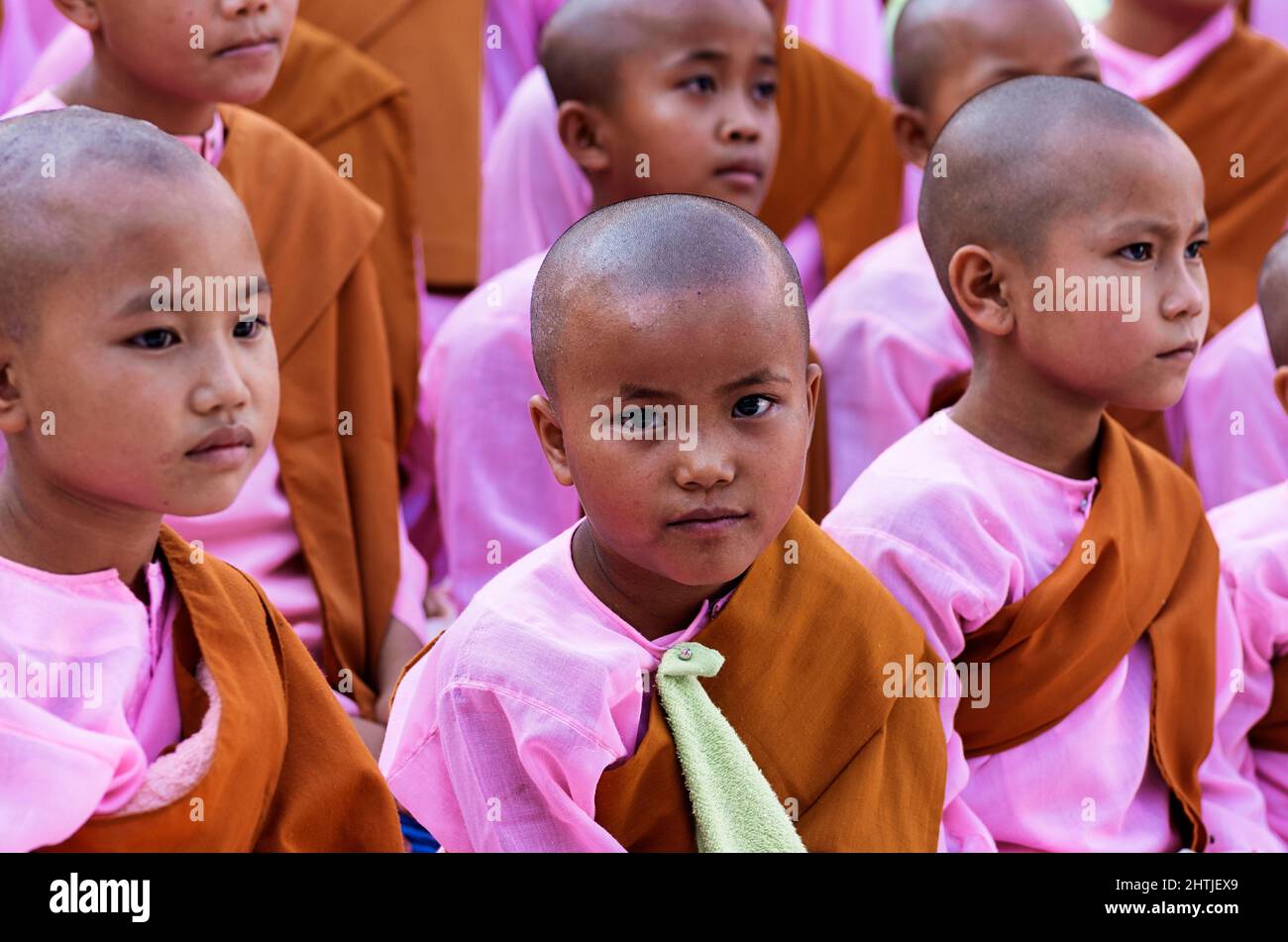 Novice monks at buddhist shrine hi-res stock photography and images - Alamy