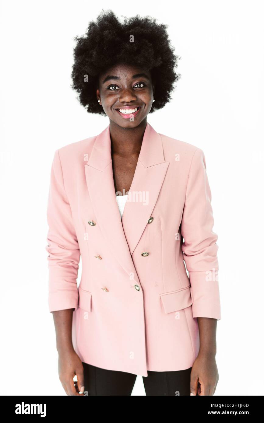 Positive female afro hairstyle Cut Out Stock Images & Pictures - Alamy