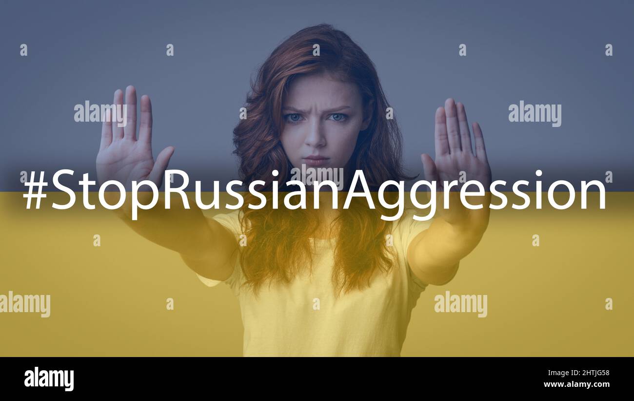 Ukrainian Teen Girl Gesturing Stop Asking To Stop Russian Aggression ...