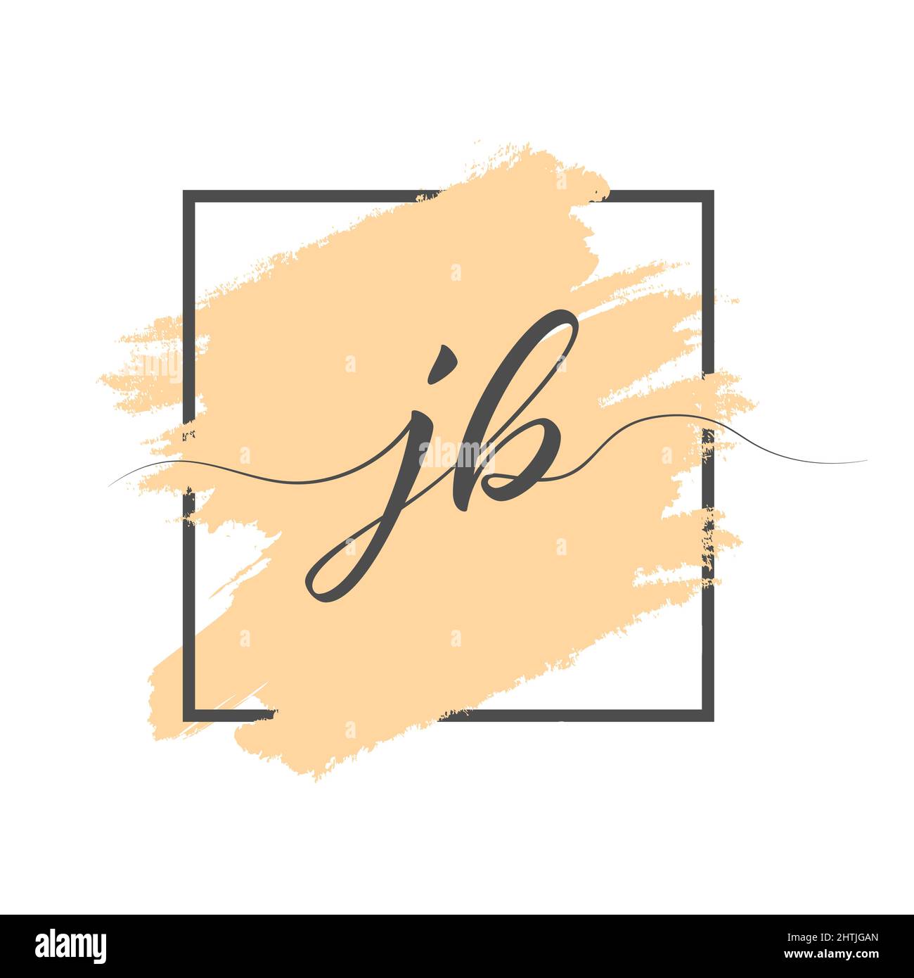 Calligraphic lowercase letters J and B are written in a solid line on a ...