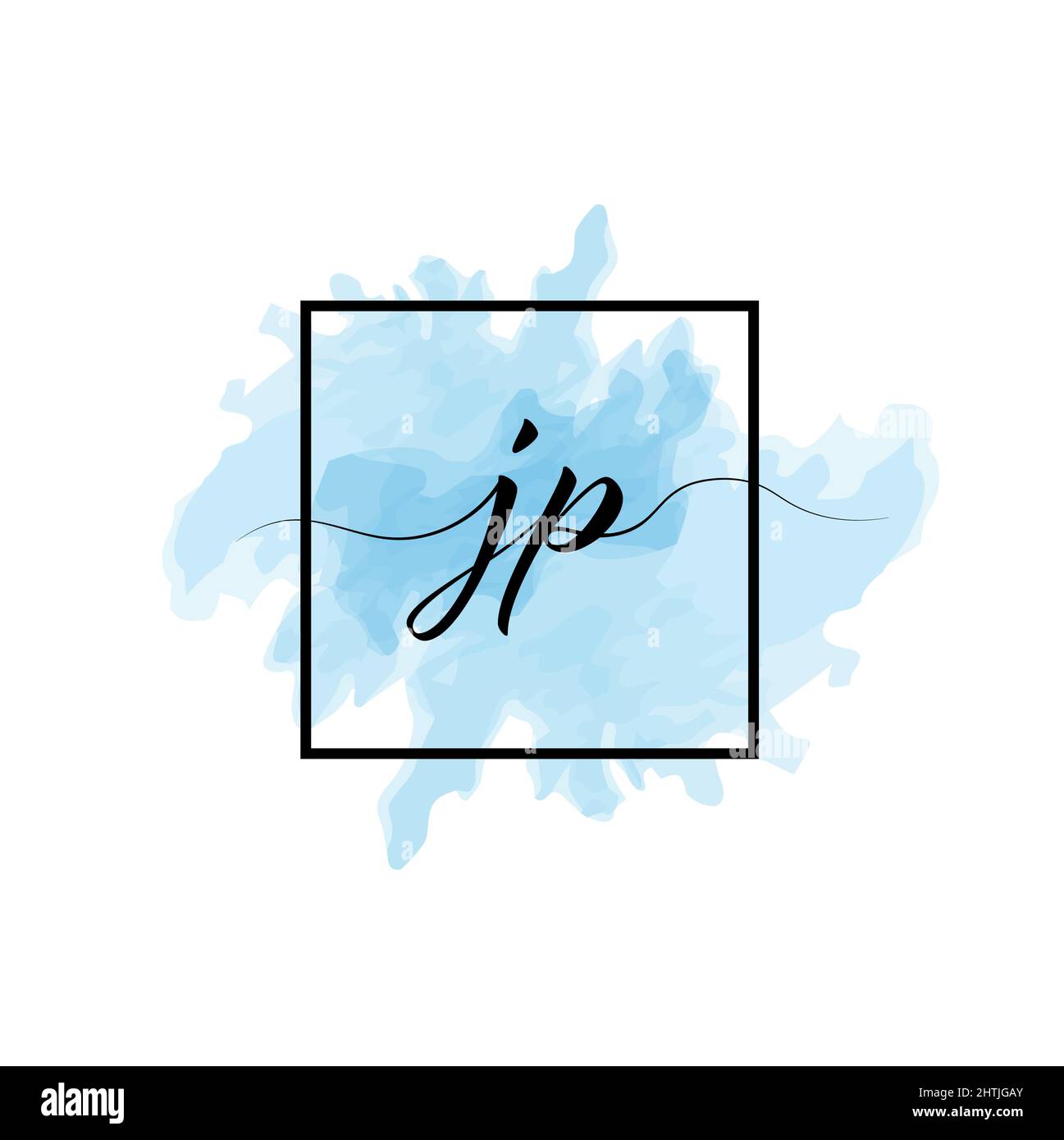 Calligraphic lowercase letters J and P are written in a solid line on a ...