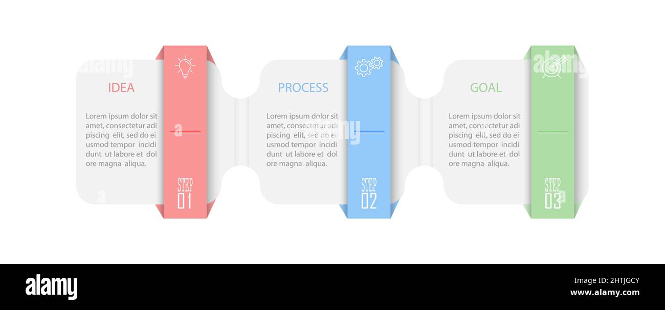 Business infographics. 3 stages of achieving the goal. Stages of the ...