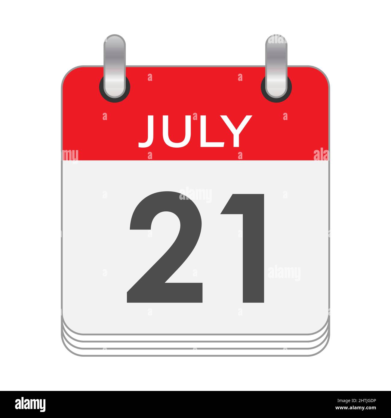 JULY 21. A leaf of the flip calendar with the date of JULY 21. Flat ...