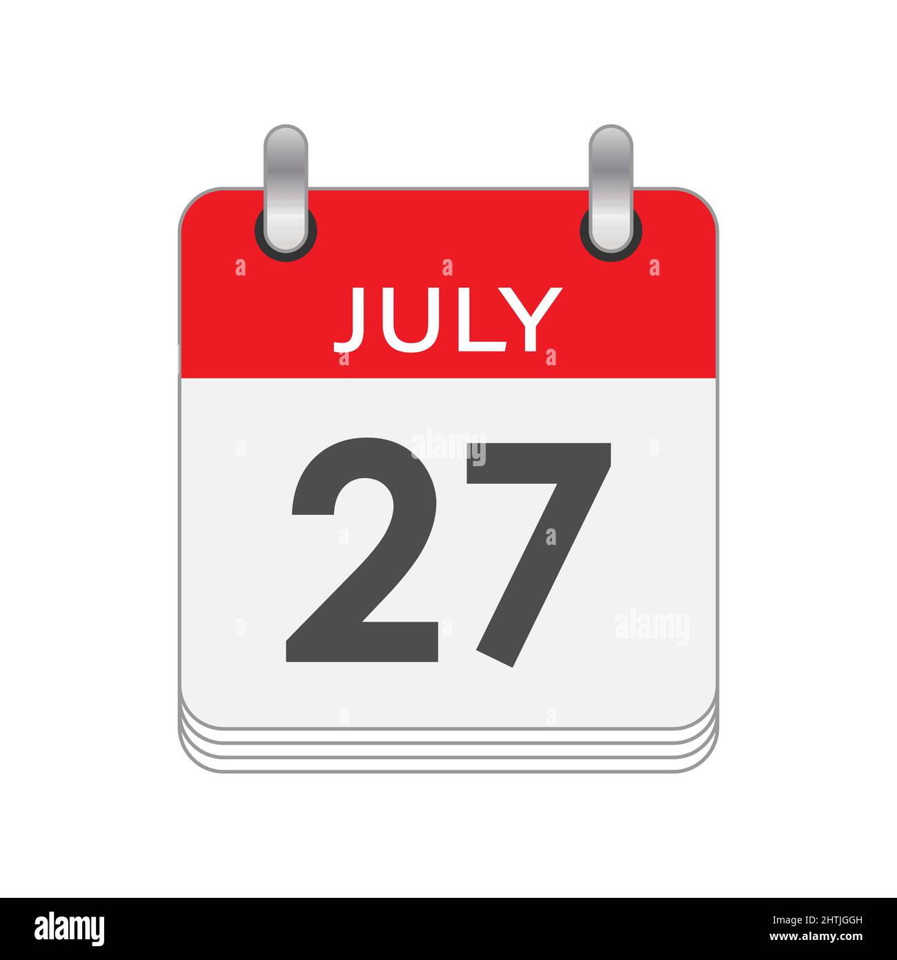 JULY 27. A leaf of the flip calendar with the date of JULY 27. Flat ...