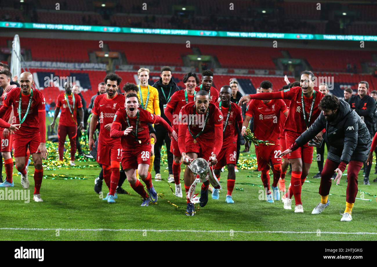 Liverpool players celebrate trophy hi-res stock photography and images ...