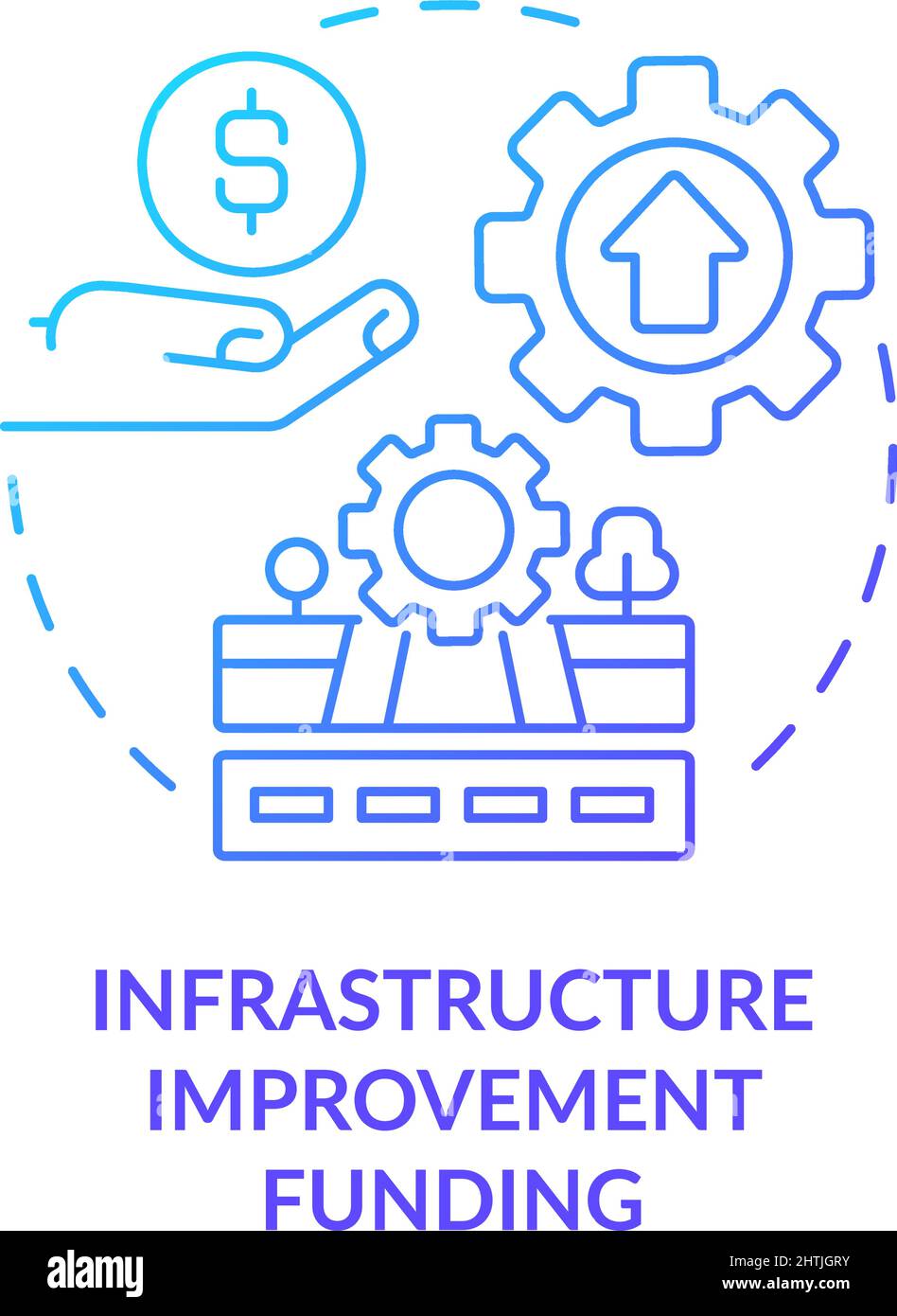 Infrastructure improvement funding blue gradient concept icon Stock ...