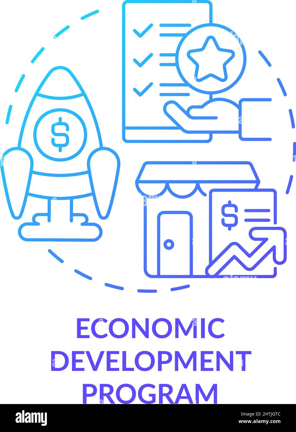 Economic development program blue gradient concept icon Stock Vector ...