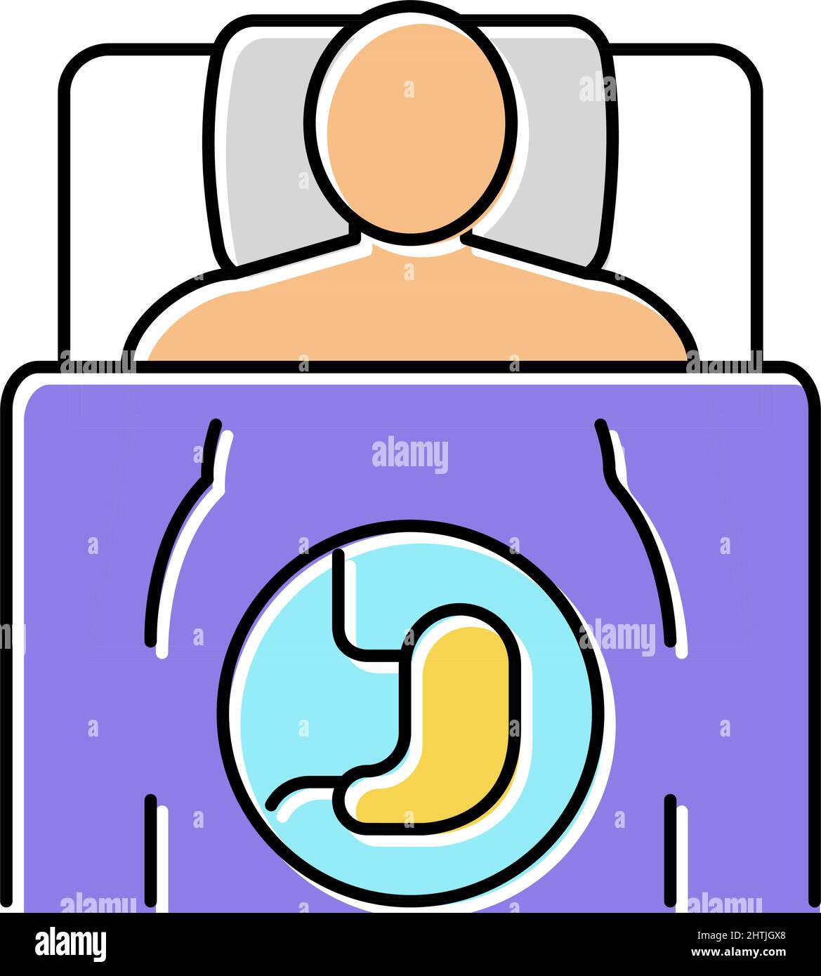 eating too much late in evening color icon vector illustration Stock ...