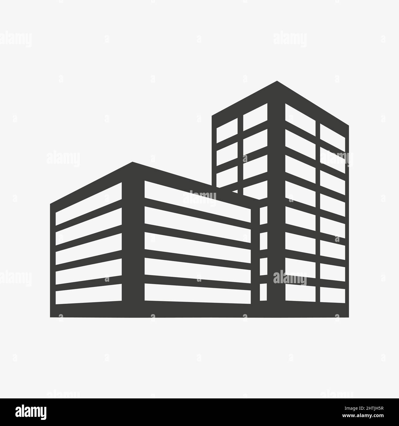 Office black icon. Two point perspective buildings Stock Vector Image ...