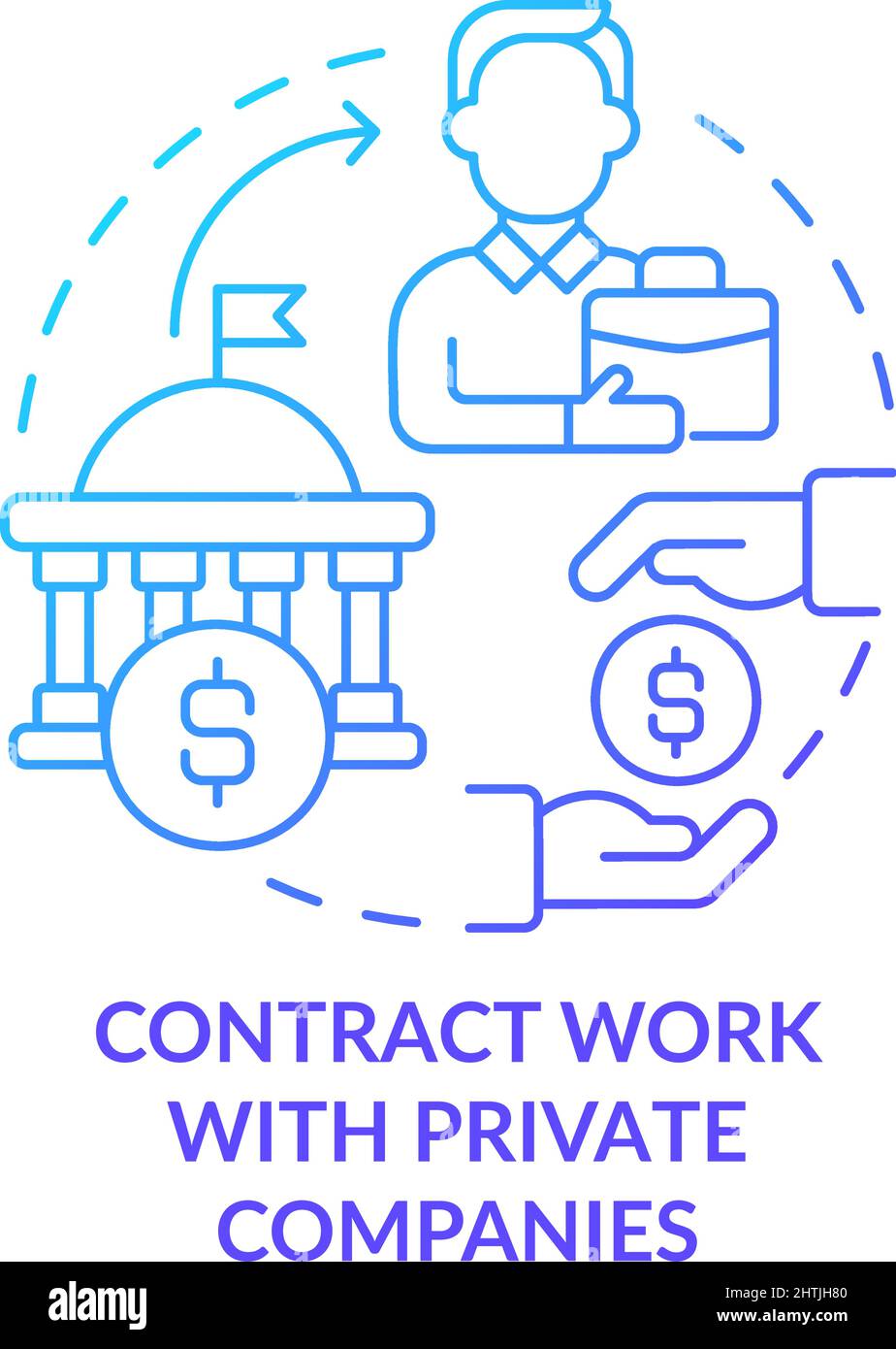 Contract work with private companies blue gradient concept icon Stock ...