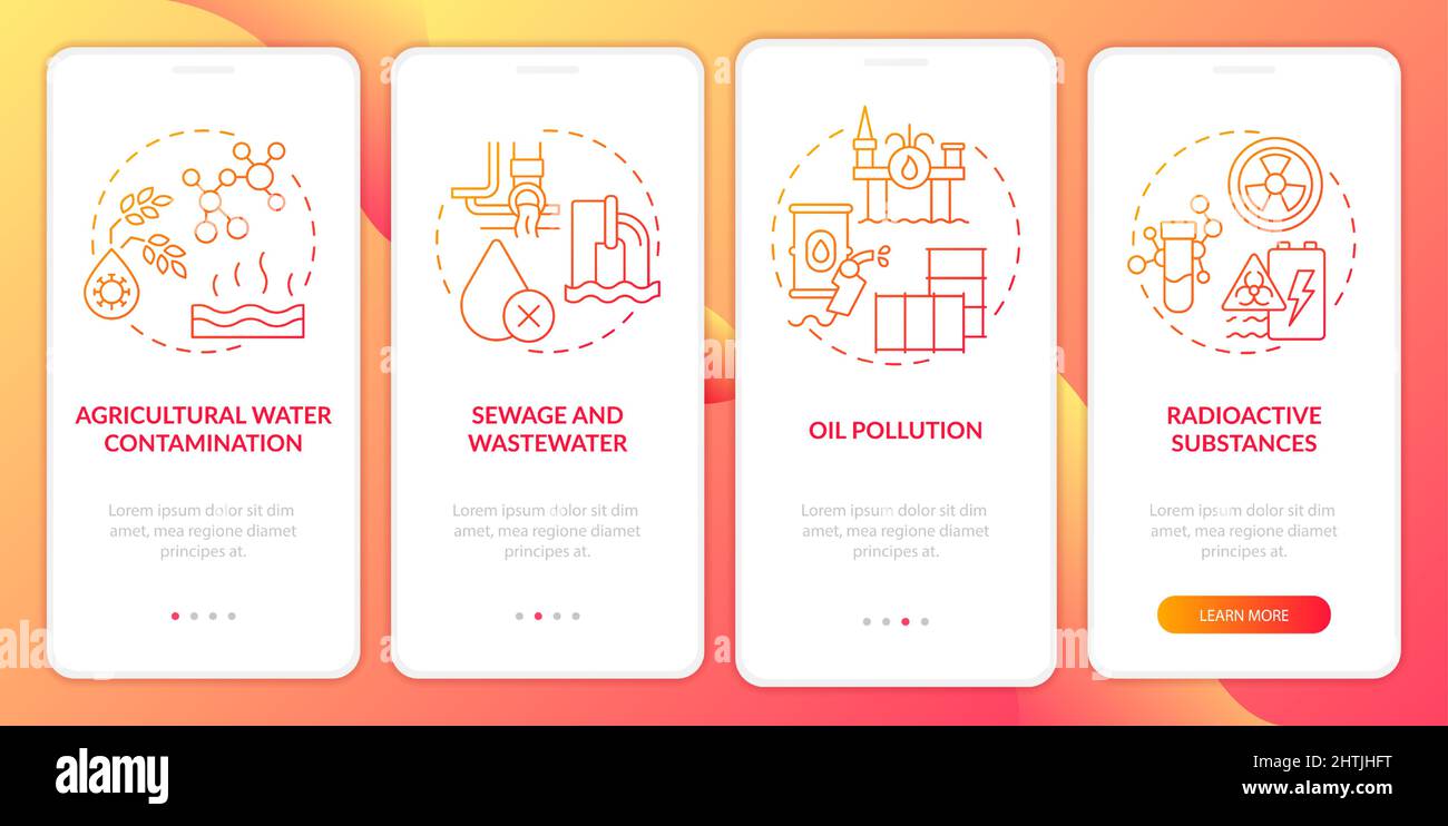 Water Pollution Causes Red Gradient Onboarding Mobile App Screen Stock Vector Image And Art Alamy