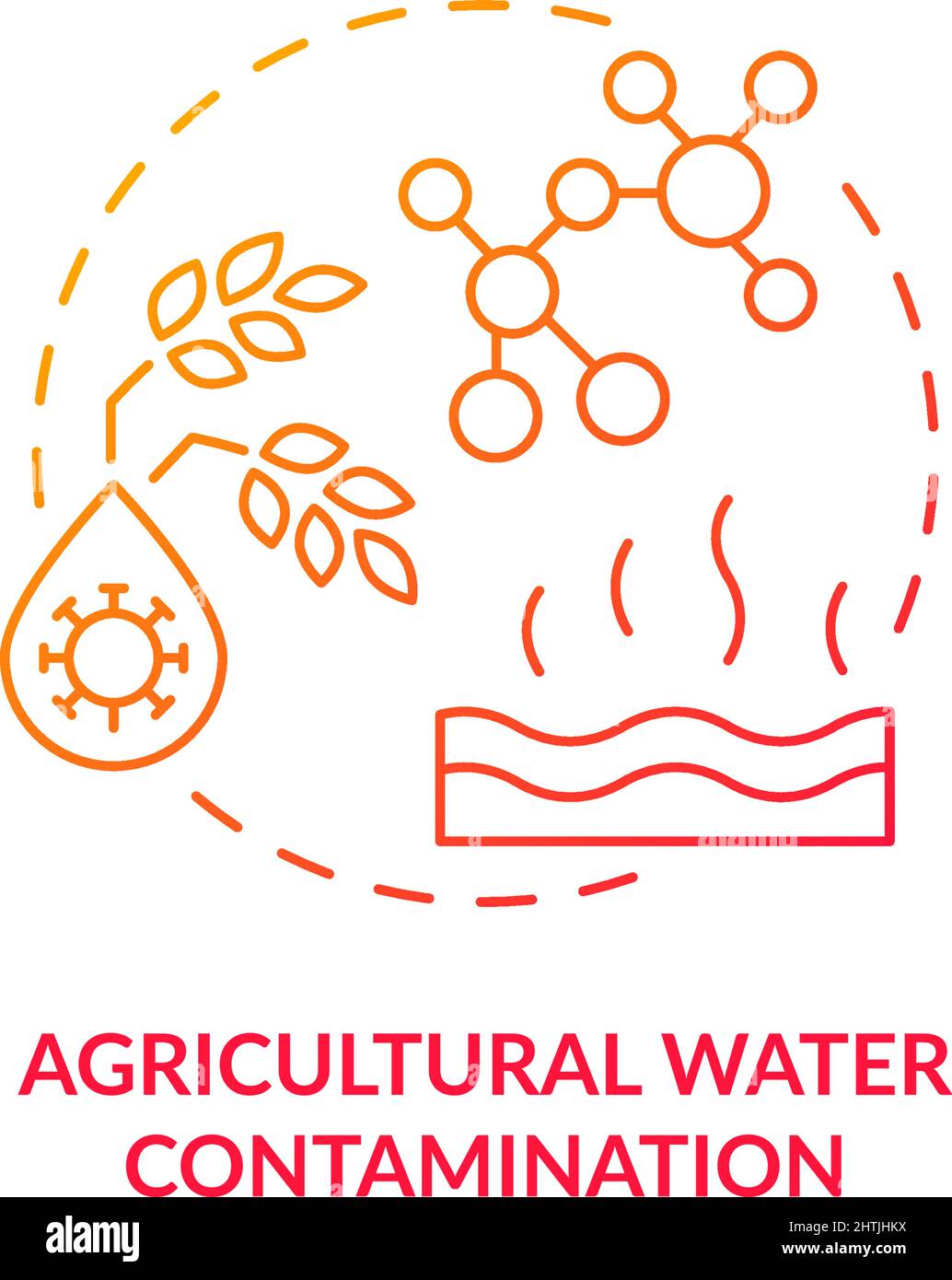 Agricultural water contamination red gradient concept icon Stock Vector ...