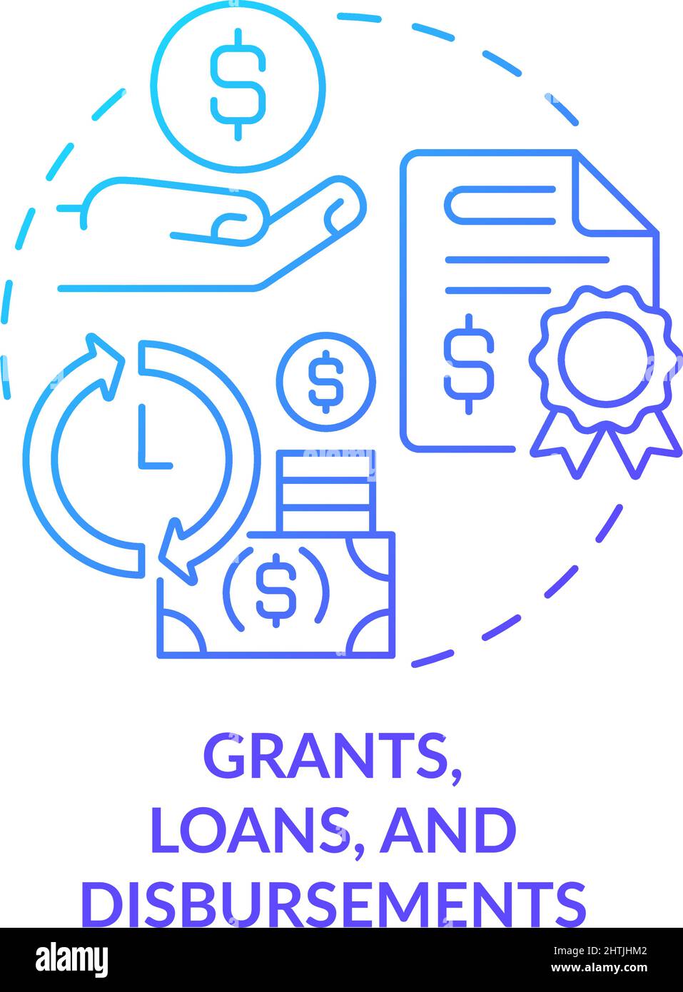 Grants, loans and disbursements blue gradient concept icon Stock Vector ...