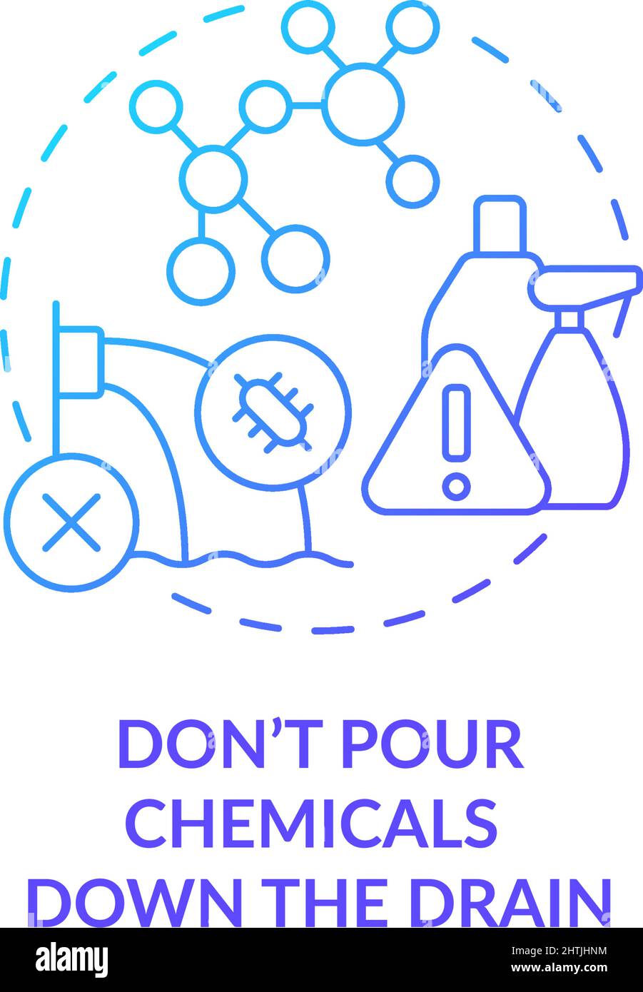 Dont pour chemicals down drain blue gradient concept icon Stock Vector ...